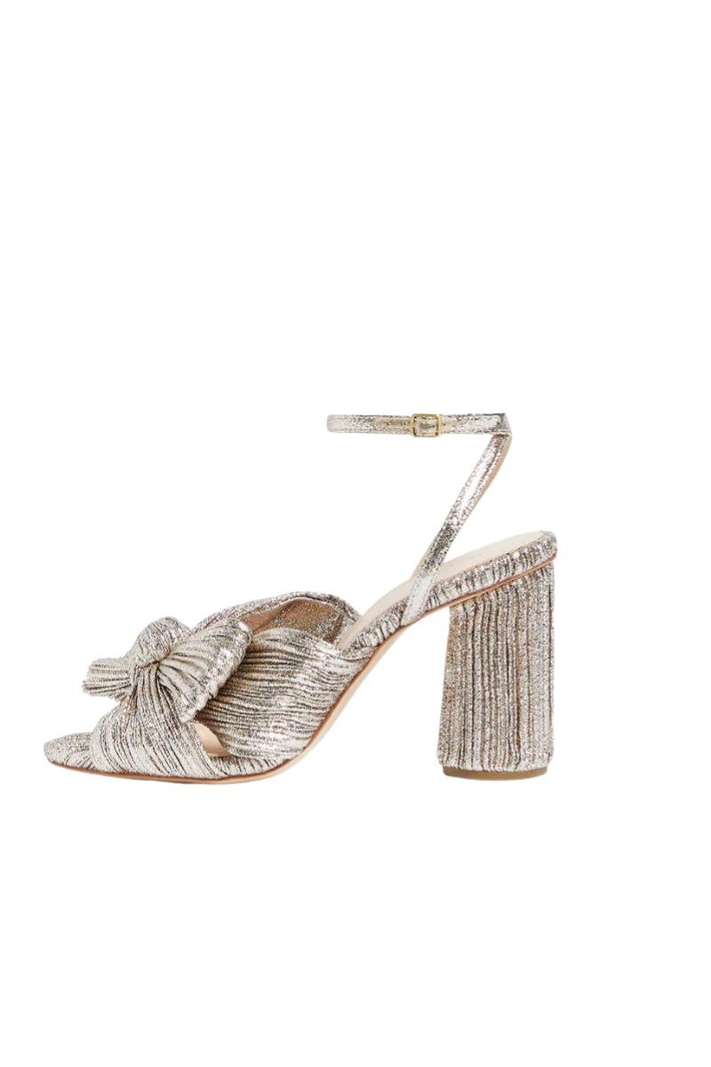 Camellia Pleated Knot Heeled Sandal